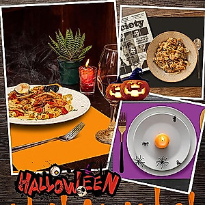 Honoson 150 Pcs Christmas Paper Placemats Disposable Red Green White Paper Placemat 11 x 17 Inch Rectangle Decorative Table Mats for Holiday Xmas Home Dining Table Decorations (Orange Black Purple)