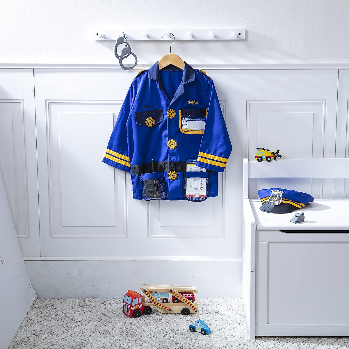 Melissa & Doug unisex-children Police Officer Role Play Costume Dress-Up Set (8 pcs) Frustration-Free Packaging Multicolor, Ages 3-6 Years