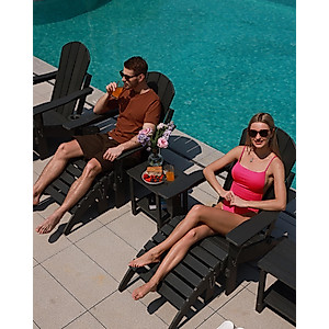 Serique Folding Adirondack Chair Wood Texture, Patio Chair Weather Resistant, Outdoor Chair, Lawn Chair with Cup Holder, Fire Pit Chair for Deck, Outdoor, Porch, Backyard, Garden (Grey)