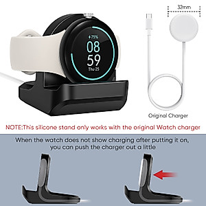2-Pack Silicone Stand for Google Pixel Watch Charger, YUANHOT Charger Stand Charging Base Holder with Integrated Cable Management Slot, Black (Cable Not Included)