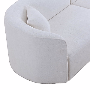 mr.waiba Luxury Modern Style Living Room Upholstery Curved Sofa with Chaise 2-Piece Set, Right Hand Facing Sectional, Boucle Couch, White