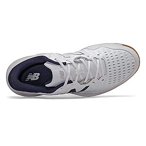 New Balance Men's 696 V4 Hard Court Tennis Shoe, White/Navy, 12 M US