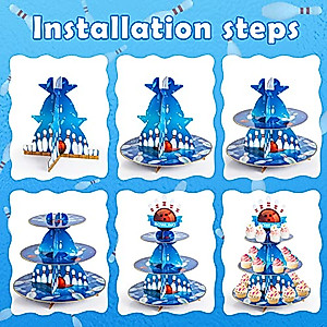 Bowling Party Decorations Cupcake Stand Cardboard 3 Tier Sports Theme Party Cupcake Tower Food Display Dessert Holders Tower Bowling Party Favors for Boy Kids Baby Shower Birthday Party Supplies