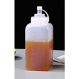 XKONG Large Caliber Squeeze Bottle, Large Sauce Bottle, Square SqueezeSauce Bottle, 800ML Jam Tomato Salad Sauce Bottle(2 pcs).