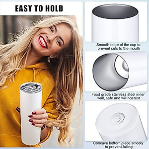 16 Pack 20 oz Stainless Steel Skinny Tumbler Water Tumbler Cup Insulated Stainless Steel Cups with Lid Double Layer Travel Coffee Mug Reusable for Hot Cold Drink Home Office Car Use(White)