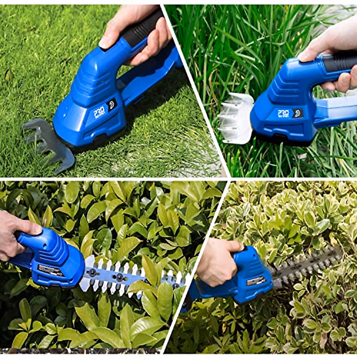 Cordless Grass Shears & Shrub Hedge Trimmer, 2 in 1 Electric Handhled Hedge Clippers 20V Grass Cutter Trimmer with Rechargeable Lithium-Ion Battery and Charger, Plastic Cover Included