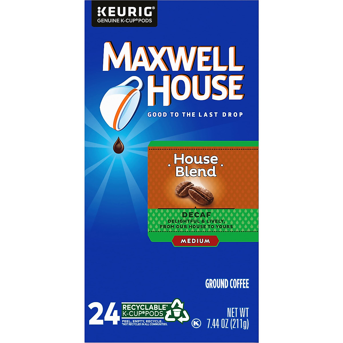 Maxwell House Decaf Coffee Single Serve K Cups, 24 Count