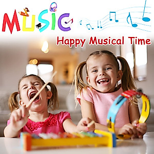 LOOIKOOS Toddler Musical Instruments Toys, Wooden Percussion Instruments Set for Kids Baby with Xylophone, Preschool Educational Musical Toys for Boys and Girls with Storage Bag(12pcs)