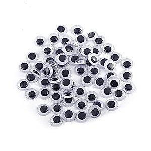 200 Pieces DIY Wiggly Googly Eyes Black White Self-Adhesive Doll Eye Movable Simulation Animal Eyeball Craft Supplies (8mm)