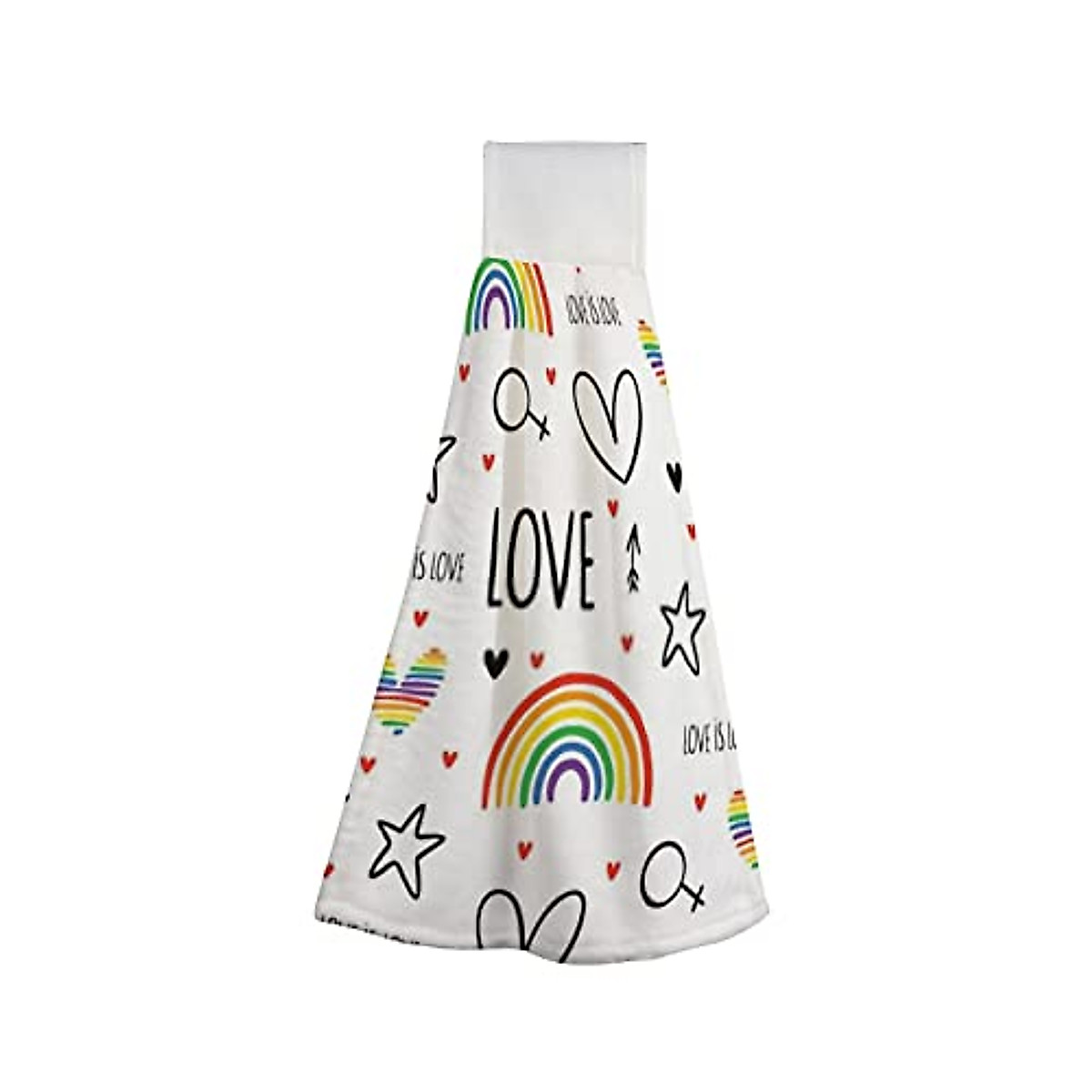 Kitchen Hanging Hand Towels Love is Love Pride Month Bathroom Soft Hanging Tie Towel with Loop Super Absorbent Machine Washable,2 Pack