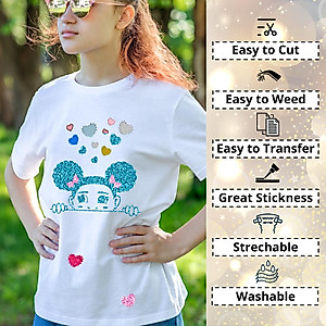 HTVRONT Glitter Heat Transfer Vinyl Bundle - 15 Pack 12" x 10" HTV Sheets Glitter HTV Vinyl for T-shirts, Glitter Iron on Vinyl for Cricut - Easy to Cut & Weed