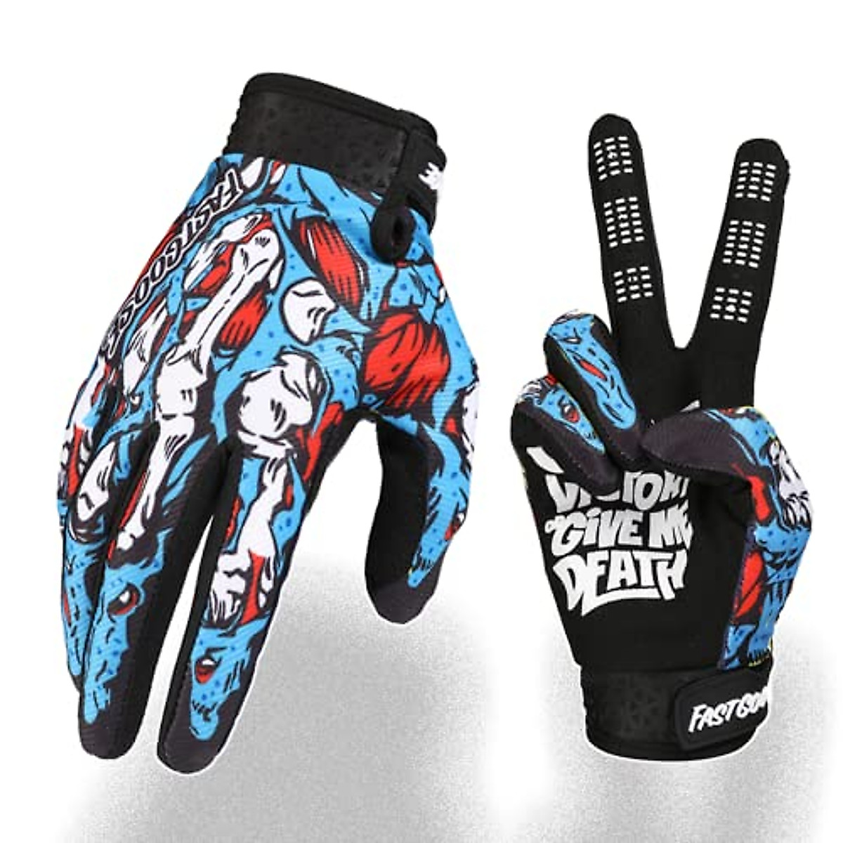 FASTGOOSE Skeleton-Paw Motorcycle Gloves for Men & Women, Men's Cycling Gloves Breathable Biker Gloves for ATV BMX MTB Motocross Racing Dirtbike (Blue0001, X-Large)