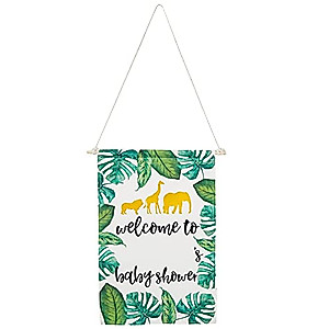 Sparkle and Bash Custom Safari Baby Shower Decorations Canvas Welcome Sign with Sticker Sheets (3 Pieces)