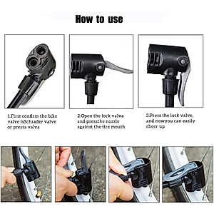 VIMILOLO Bike Pump, Air Bicycle Pump Inflator with Pressure Gauge for Presta and Schrader Valve Tire Ball Bike Portable Pumps 160PSI & 11BAR
