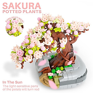 AXSDXA Mini Bricks Sakura Tree Model, Building Blocks Toy Cherry Blossom Mini Particle Flower Botanical Collection, Sakura Bonsai Tree Creative Flower for Adult Kid Girls 6+(426 PCS)