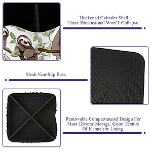 FVQL Faux Leather Pen Holder for Desk, Pencil Holder, 4 Compartment, Office Decor, animal sloth cartoon