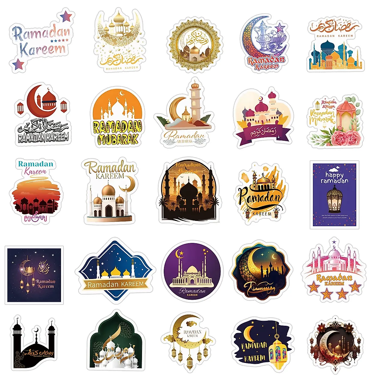 65PCS Ramadan Stickers Islamic Stickers Vinyl Waterproof Stickers for Laptop,Bumper,Skateboard,Water Bottles,Computer,Phone,Cartoon Anime Stickers for Kids Teens Adult