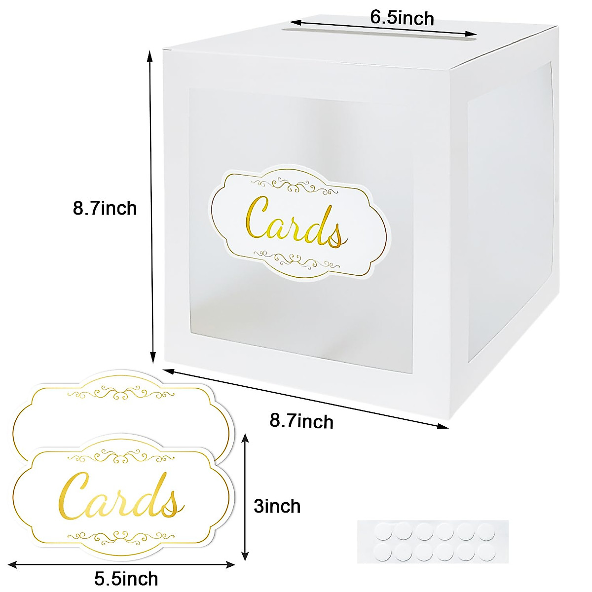 QIKSION Wedding Card Box for Reception, Frosted with White Border Gift Card Box for Wedding, Bridal & Baby Showers, Wishing Well Party, Birthdays, Retirements, Open Houses, Anniversaries