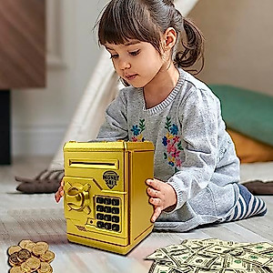 HUSAN Piggy Banks Money Banks for Kids, Electronic Password Code Money Banks ATM Banks Box Coin Bank for Children Boys and Girls (Gold)
