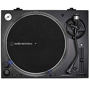 Audio-Technica Direct-Drive Professional DJ Turntable Black (AT-LP140XP-BK) with Essentials Bundle Includes Protective Turntable Platter and Vinyl Record Cleaning System