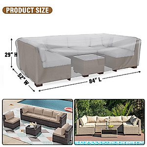 Patio Furniture Covers,Waterproof & Dust-Proof Patio Furniture Covers for Outdoor Table and Chairs with Chairs with Straps Fasteners (84" L x 52" W x 29" H)