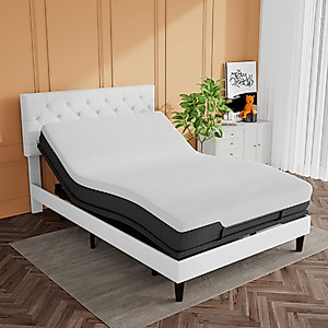 SHA CERLIN Electric Adjustable Bed Base, Ergonomic Basic Queen Size Bed Frame with Upgraded Motors and Wireless Remote Control, Independent Head and Foot Incline, Assembly Required