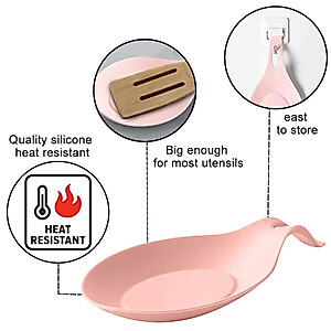 3 Pack Silicone Spoon Rest for Stove Top, Heat Resistant Kitchen Utensil Rest, Sturdy Silicone Spoon Holder for Kitchen Utensils Spatula,Tongs,Ladles(multi)