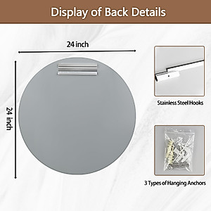 JENBELY 24 Inch Round Frameless Bathroom Mirror, Beveled Round Mirror, Circle Vanity Mirror with 1" Beveled Edge for Bathroom, Entryways, Living Room