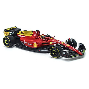JODIYAAH Bburago 1/43 2022 F1-75 75th Anniversary Giallo Modena #16 Charles Leclerc F1-75#55 Carlos Sainz Alloy Luxury Vehicle Diecast Cars Model Toy Collection Gift (F1-75#55 Hardcover)
