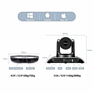 Tenveo 3X PTZ Camera Conference Room Camera 3X Optical Zoom + USB Speakerphone for Skype Zoom (VHD3U-M3)