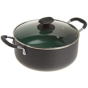 Gibson Home Eco-Friendly Hummington Forged Aluminum Non-Stick Ceramic Cookware with Soft Touch Bakelite Handle, 5-Quart Dutch Oven, Grey and Green