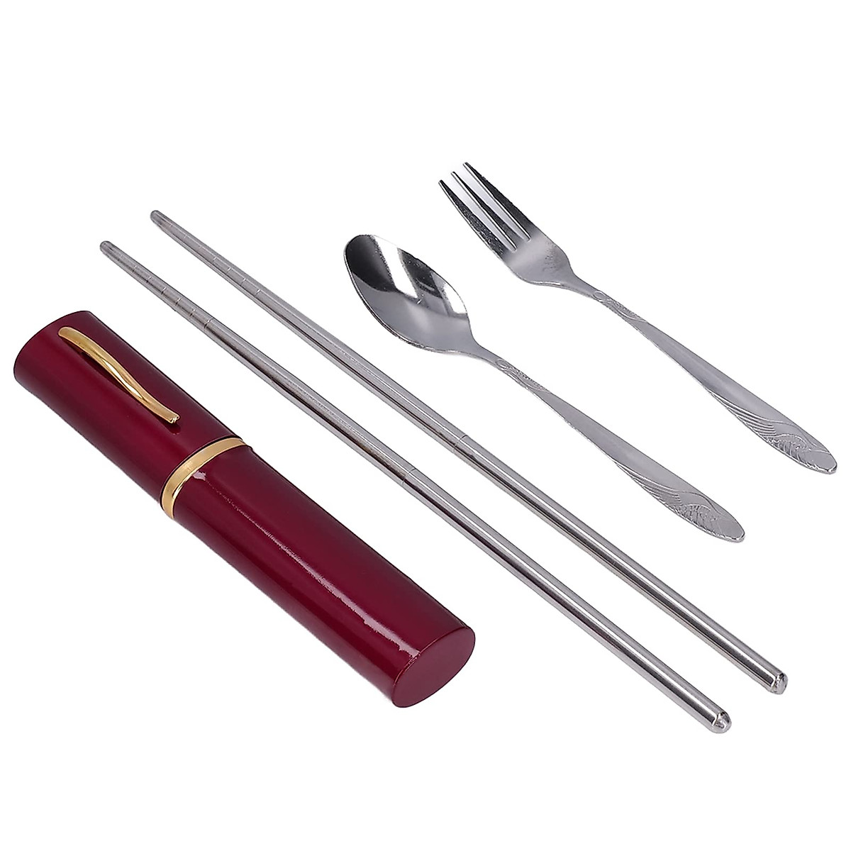 Portable Silverware Set with Case, Travel Utensils Stainless Steel Reusable Camping Silverware Set for Lunch Box, Dorm, Work, School, Picnic