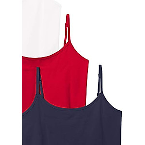 Amazon Essentials Women's Slim-Fit Camisole (Available in Plus Size), Pack of 4, Black/Navy/Cherry Red, Medium