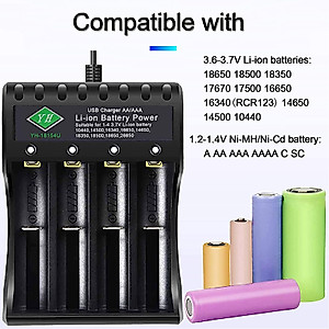 18650 Battery Charger 4 Separate Universal Charger for 3.7V Li-ion Rechargeable Battery 18650 18490 18350 16340 14500 21700(RCR123) Ni-MH Ni-Cd A AA AAA AAAA