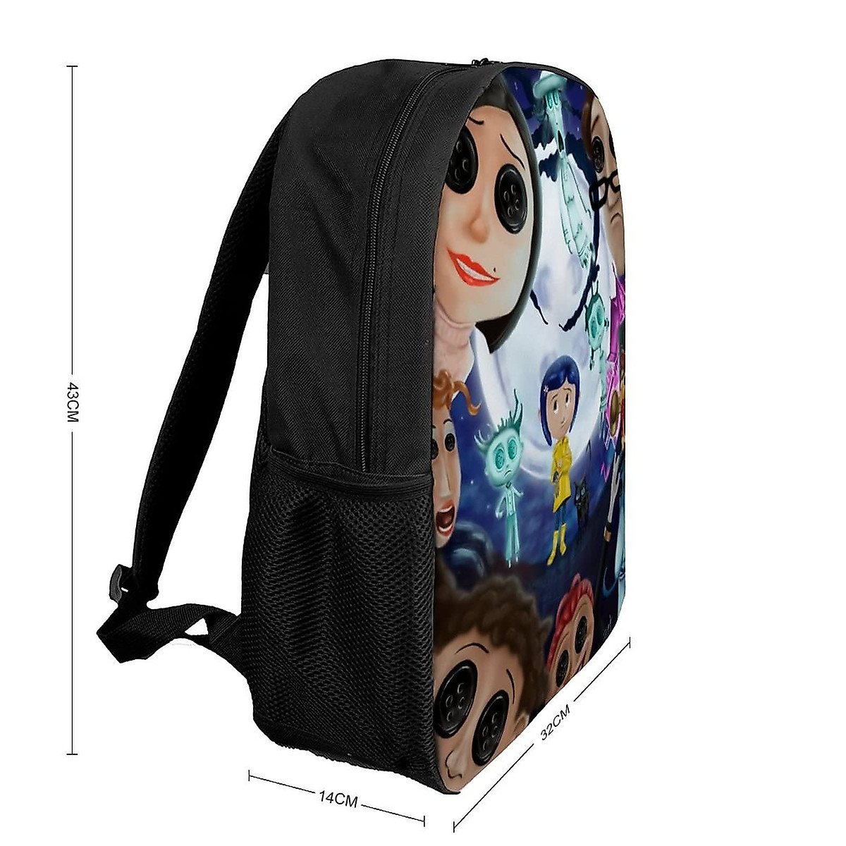 Coraline Teenagers Water Resistant Casual Backpack 3D Printed Fashion Travel Bag Schoolbag for Boys And Girls 17 Inch