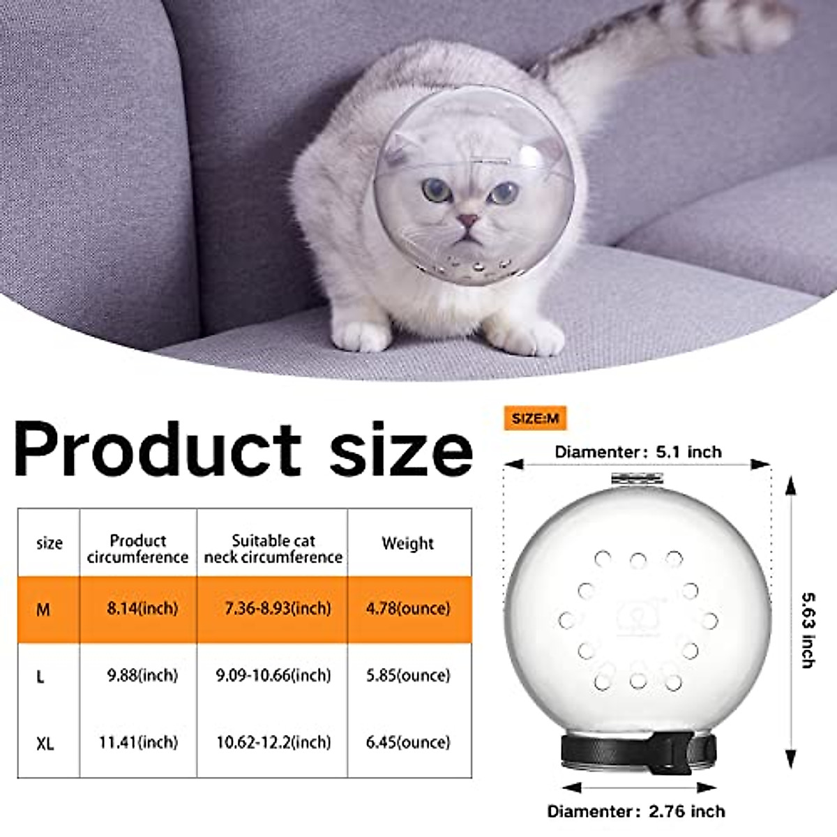 Augegel Cat Muzzle for Grooming,Bubble Muzzle and Boots for Nail Trimming,Cat Grooming Mask with Anti Bite,Cat Astronaut Helmet,Cat Breathable Muzzle and Silicone Paw Covers