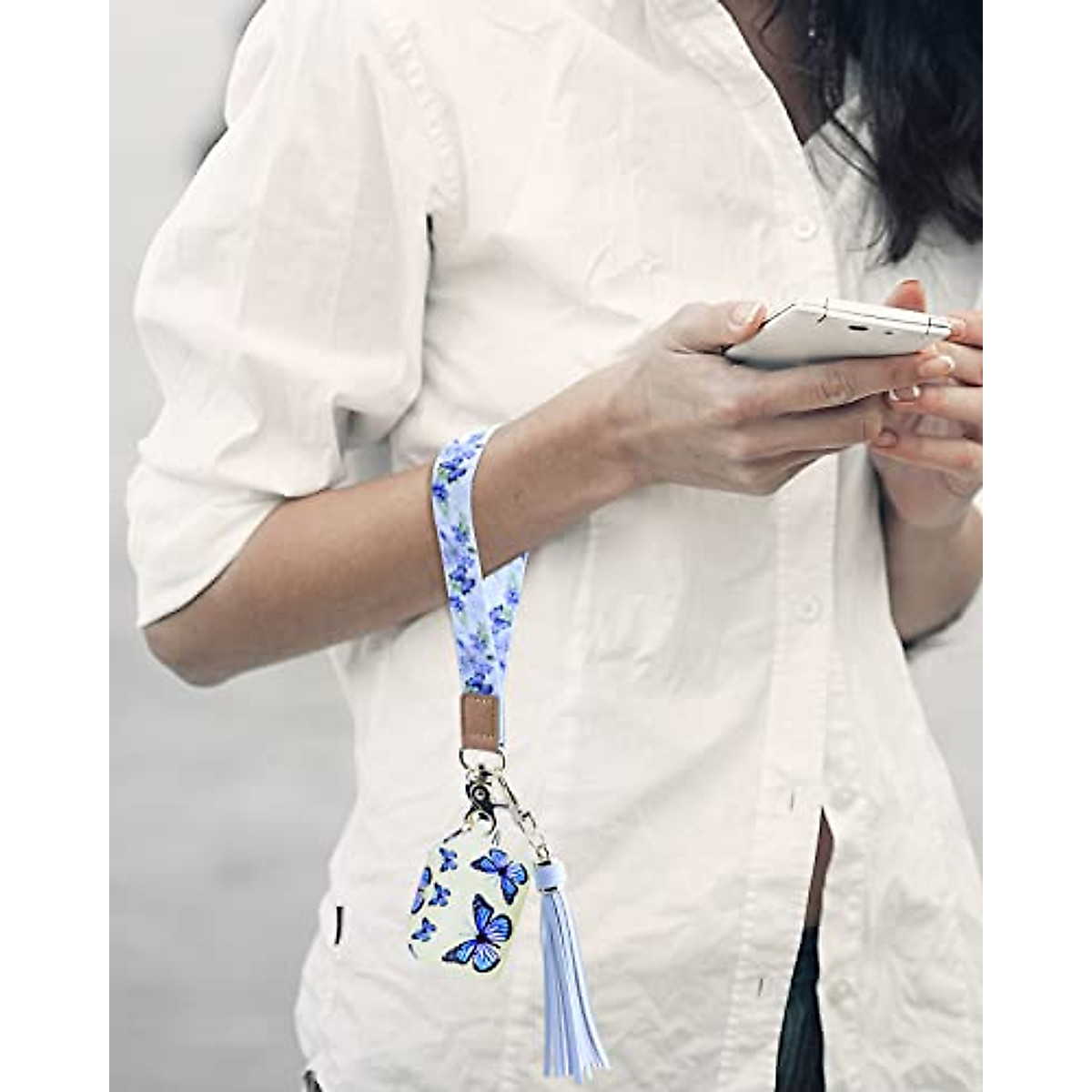 AirPod Pro Case with Keychain Wristlet, OULRAEFS Soft Silicone Skin Case Cute AirPods Pro Case Protective Case Cover with Wrist Key Lanyard for Airpods Pro 2019, Gifts for Women, Butterfly(Luminous)