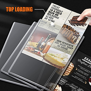 Menu Covers 8.5 x 11, 36 Pack, 2 View Restaurant Menu Covers, All Clear Vinyl Menu Sleeves, Menu Holder, Top-Loading