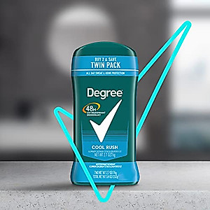 Degree Men Original Antiperspirant Deodorant Cool Rush Twin Pack 48-Hour Sweat & Odor Protection Antiperspirant For Men 2.7 oz