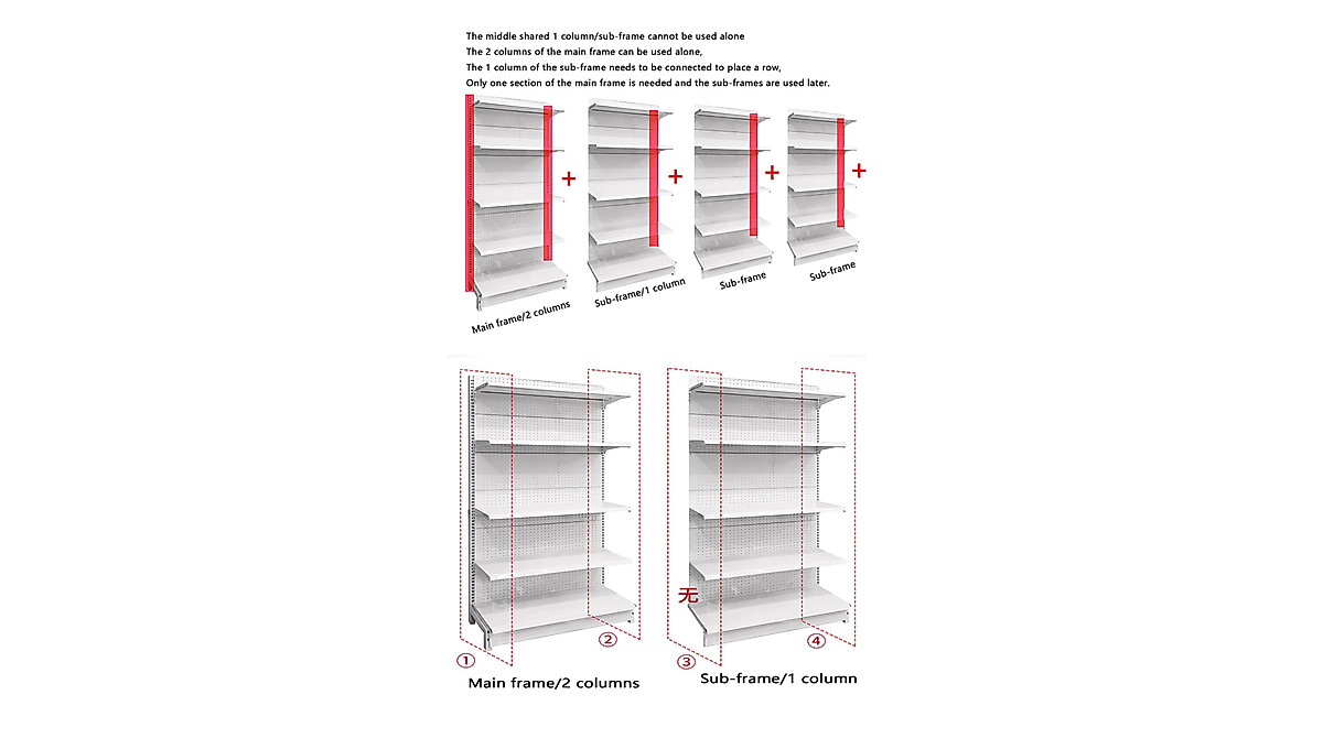 YUZDNM Retail Gondola Shelving for Supermarkets