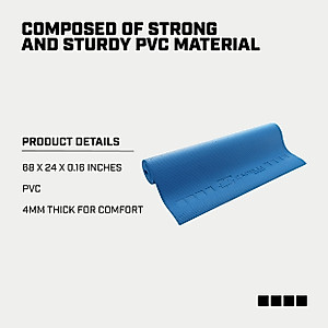 Capelli Sport Yoga Mat Non Slip, All Purpose PVC Fitness and Workout Mat, Blue, 4 mm