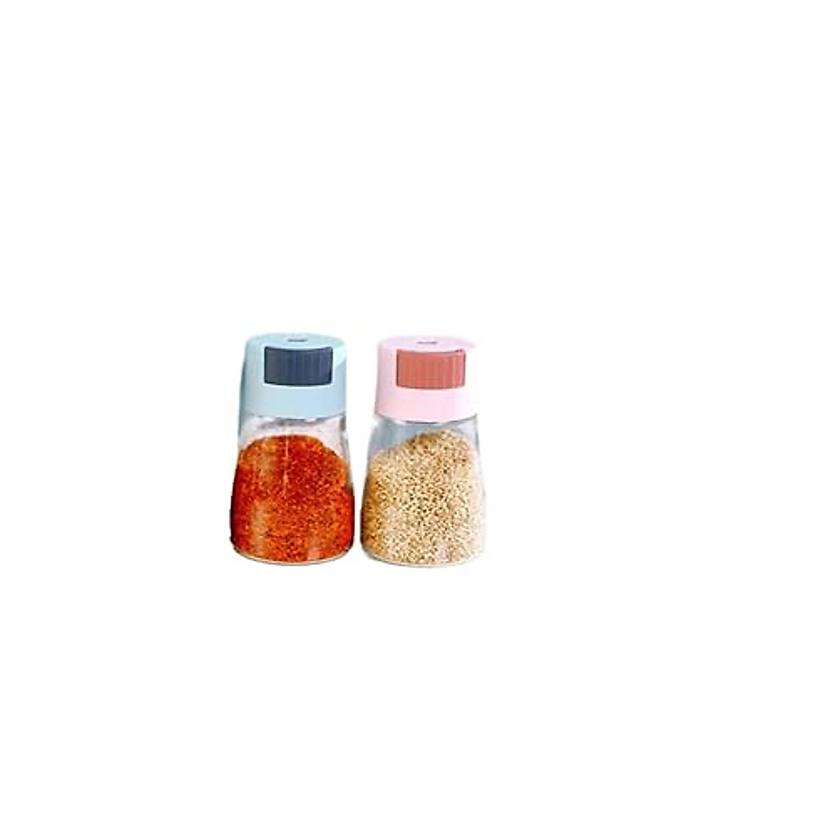 Salt and Pepper Shakers Precise Quantitative Push Type, Quantitative Seasoning Bottle, Salt and Pepper Shaker Set, Glass Salt Dispenser, 0.02 Ounce Metering Salt Shaker (B 2PCS)