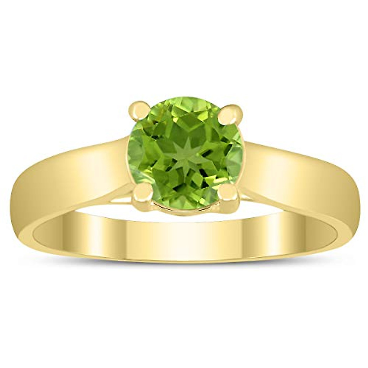 Round 6MM Peridot Cathedral Solitaire Ring in 10K Yellow Gold