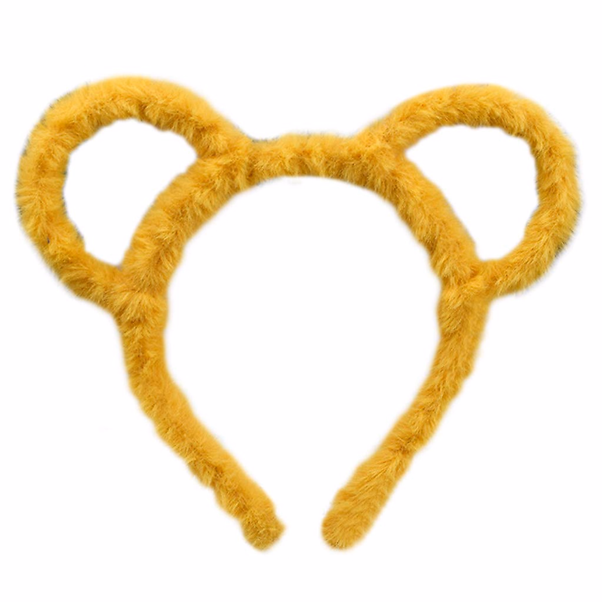 Kamonda Women Winter Thick Plush Headband Round Mouse Bear Ears Makeup Hair Hoop Bandana Hair Hoop Yellow