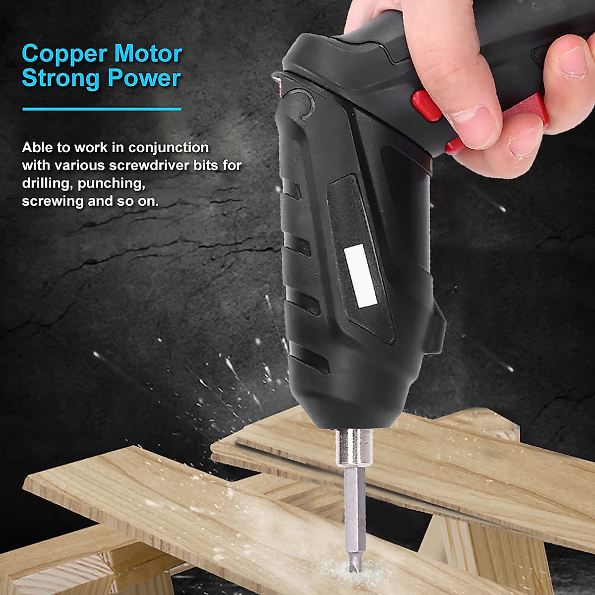 Cordless Screwdriver,Small Electric Screwdriver with 2pcs Bit Tool Set Kit,3N·m High Torsion and 180rpm High Speed Power Screwdriver,for Drilling Punching Screwing Repair(Black)