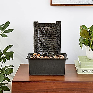 Indoor Fountain with LED Lights – Lighted Tabletop Water Feature with Stone Wall and Soothing Sound – Zen Décor for Home or Office by Pure Garden