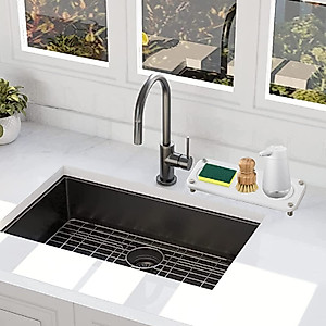 Sink Caddy, Tingtio Instant Dry Kitchen Sink Organizer Sponge Holder Bathroom Countertop tray Diatomaceous Pedestal Stand Riser with Stainless Steel Feet and Rubber Bottom White