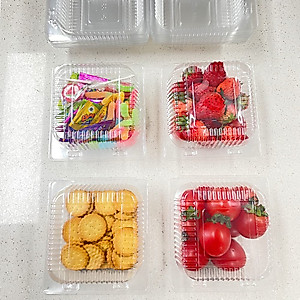 WAQIAGO 100 PCS 5x5 Inch Plastic Clamshell Take Out Tray,Disposable Sturdy Hinged LoafContainers,to go containers Disposable Takeout Box for Salads,Fruit,Hamburgers,Sandwiches,Cupcake