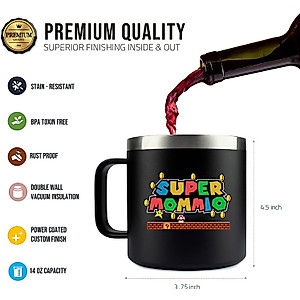 YACO STORE 14oz Mug- Super Mommio | Gifts for Mom for Christmas Mom Birthday Gift - Mom Gifts from Daughter Son - Birthday Gifts for Mom - Mom To Be Gifts - Best Mom Ever Gifts -New Mom Gifts