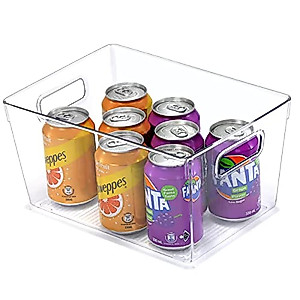 MULSAME Plastic Kitchen Organization Pantry Storage Clear Bins For Fridge, Freezer, Kitchen Cabinet, Household Food Storage Baskets, Bedrooms, Bathrooms, BPA Free 1 pack